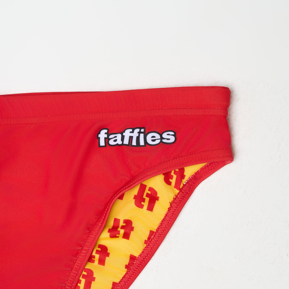 Kids Red Swim Briefs - The Hoff – Faffies
